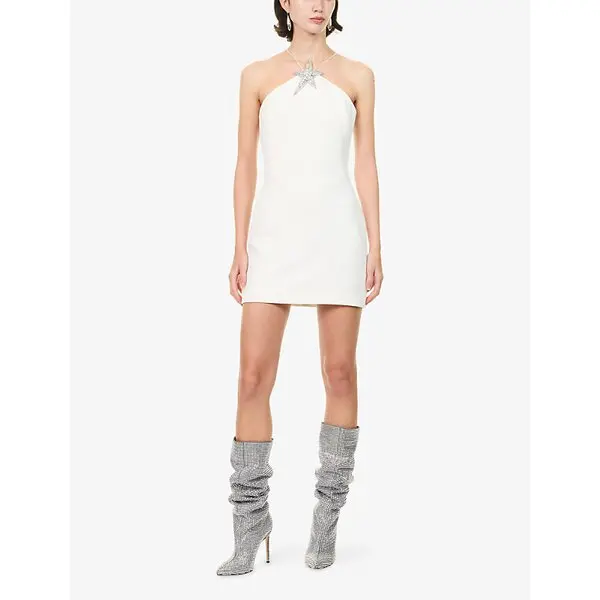 David Koma Crystal-embellished Star Crepe Mini Dress