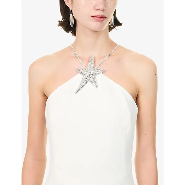David Koma Crystal-embellished Star Crepe Mini Dress
