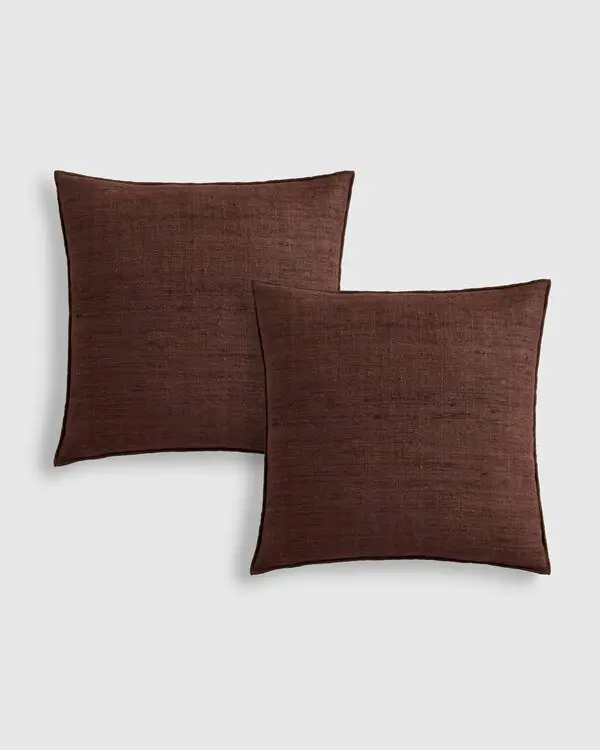 Quince Raw Silk Textured Pillow Cover - Chocolate