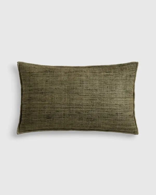 Quince Raw Silk Textured Pillow Cover - Olive