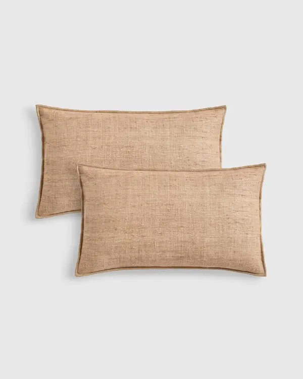 Quince Raw Silk Textured Pillow Cover - Sand