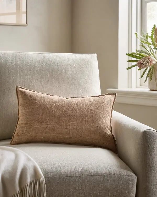 Quince Raw Silk Textured Pillow Cover - Sand