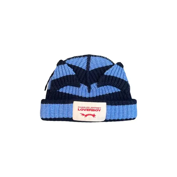 CHARLES JEFFREY Chunky Ears Beanie /navy Stripe