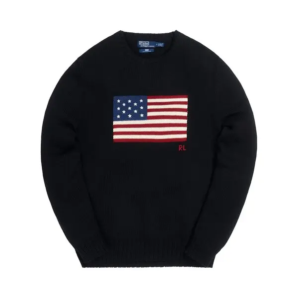 Kith X Polo Ralph Lauren Cotton American Flag Crewneck - Black