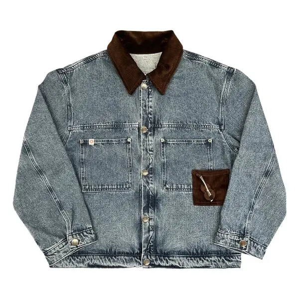CHARLES JEFFREY Denim Jacket With Corduroy Collar 'washed Denim