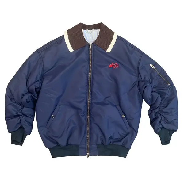 CHARLES JEFFREY Bomber Jacket With Knitted Collar 'navy