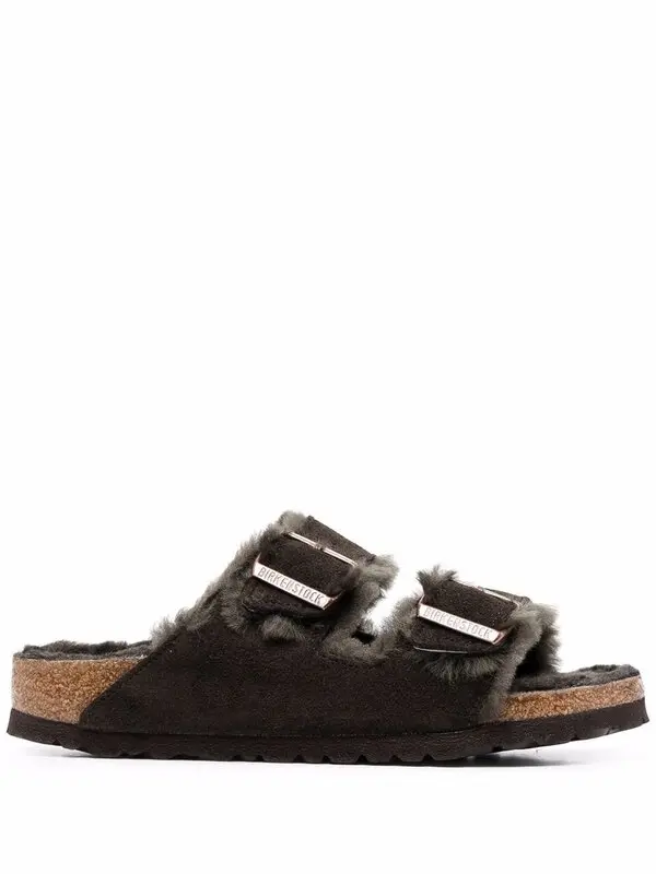 BIRKENSTOCK Arizona Shearling Sandals - Brown