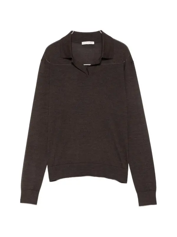THE ROW Pauli Wool And Silk Polo Sweater - Brown