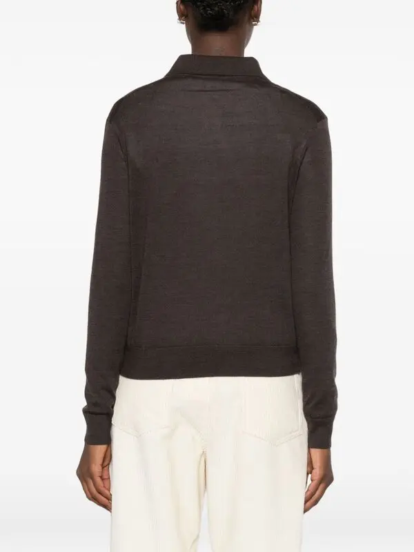 THE ROW Pauli Wool And Silk Polo Sweater - Brown
