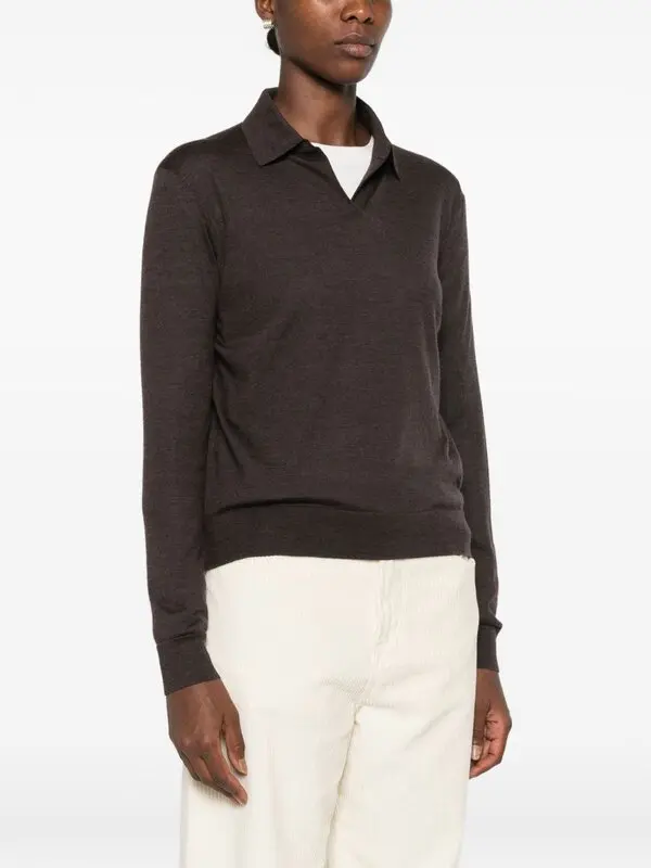 THE ROW Pauli Wool And Silk Polo Sweater - Brown