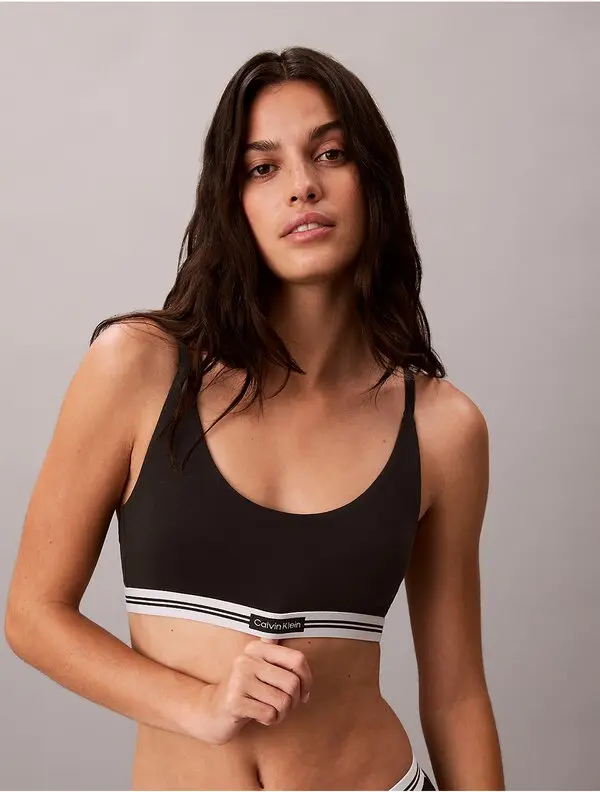 Calvin Klein Cotton Stretch Jacquard Logo Patch Lightly Lined Bralette