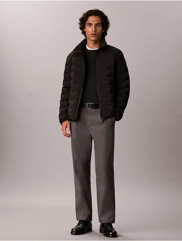 Calvin Klein Quilted Mock Neck Down Puffer Jacket - Black