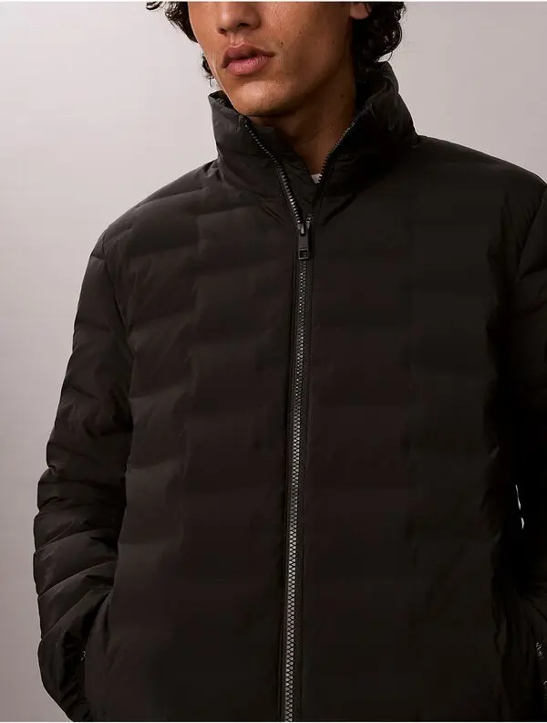 Calvin Klein Quilted Mock Neck Down Puffer Jacket - Black
