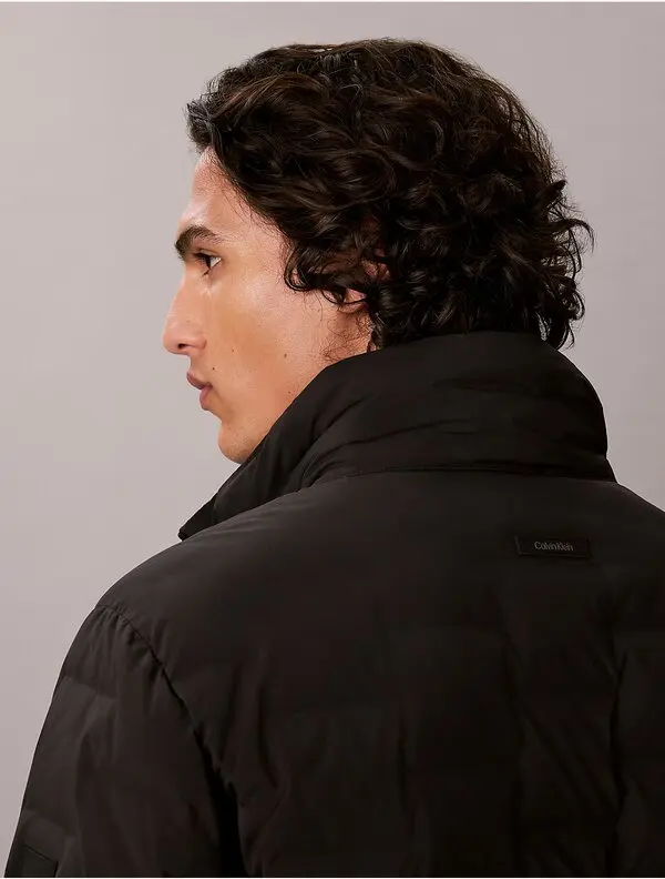 Calvin Klein Quilted Mock Neck Down Puffer Jacket - Black