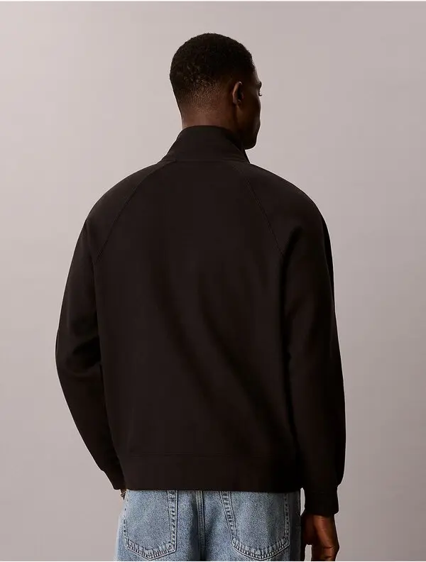 Calvin Klein Double Knit Monogram Zip Jacket - Black