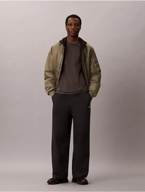 Calvin Klein Premium Terry Wide Leg Pants - Black