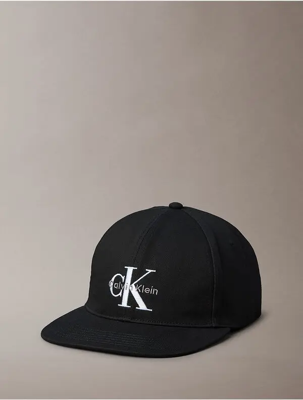 Calvin Klein Monologo Flat Brim Cap - Black