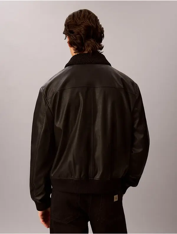 Calvin Klein Faux Leather Sherpa Bomber Jacket