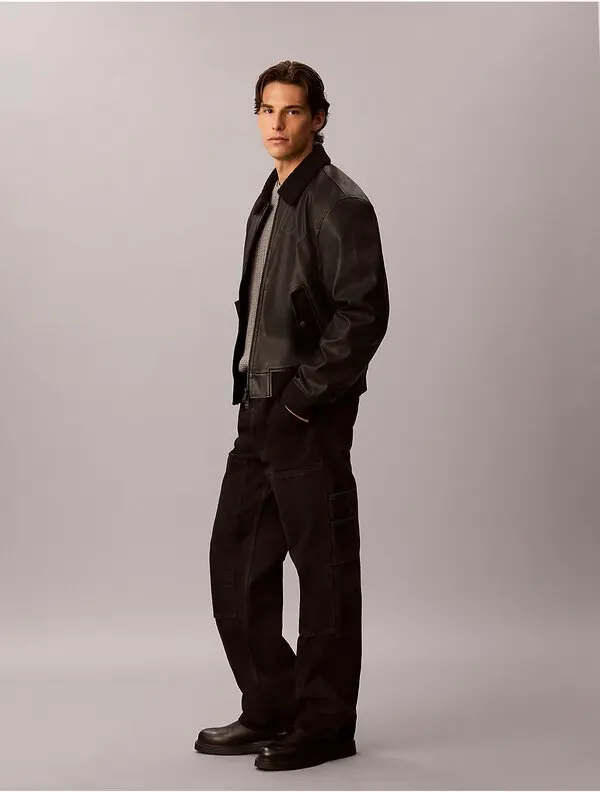 Calvin Klein Faux Leather Sherpa Bomber Jacket