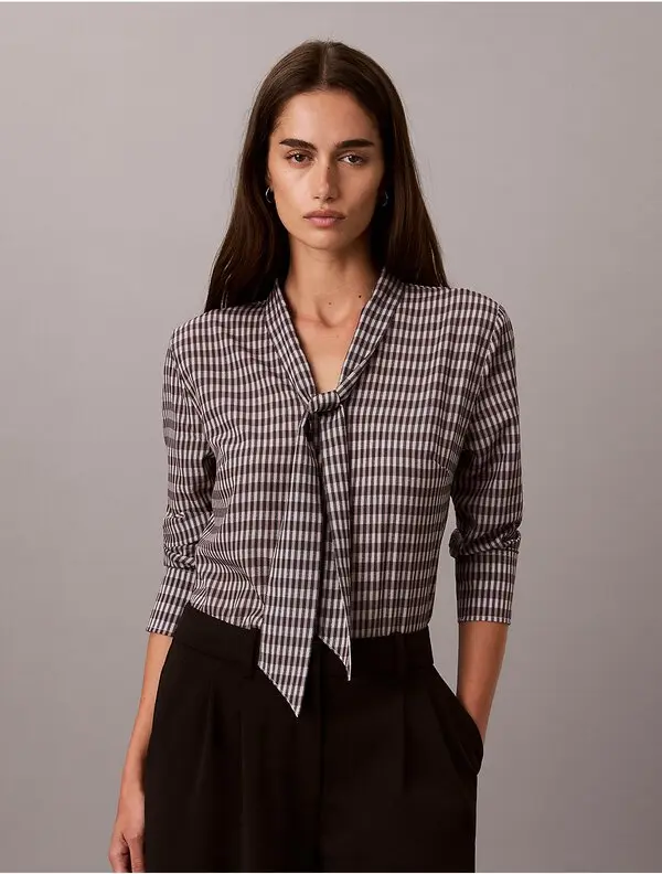 Calvin Klein Printed Scarf Neck Long Sleeve Top