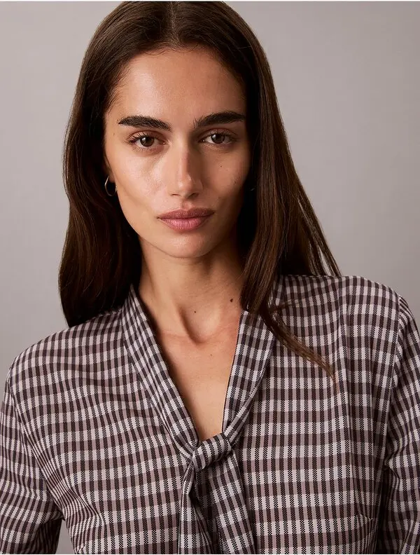 Calvin Klein Printed Scarf Neck Long Sleeve Top