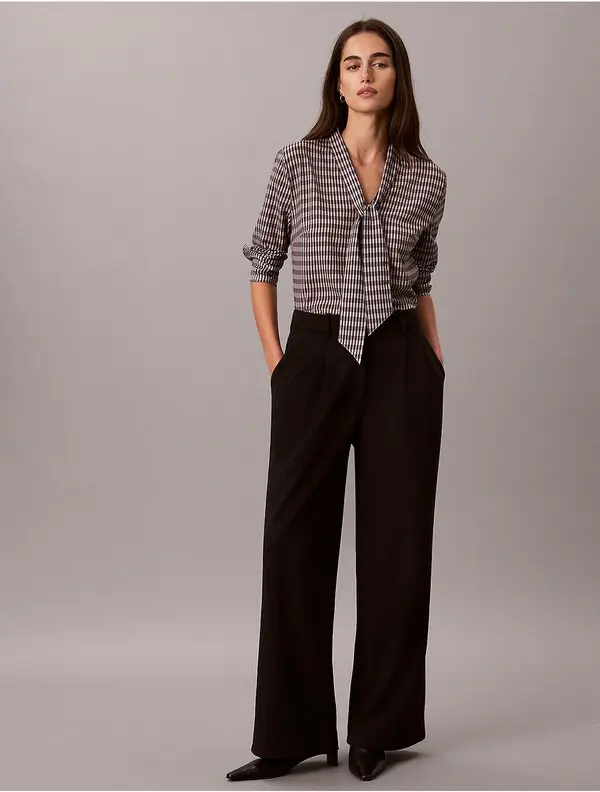 Calvin Klein Printed Scarf Neck Long Sleeve Top