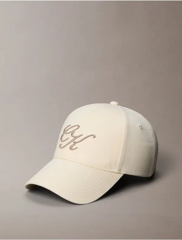 Calvin Klein Lurex Script Logo Cap - Bone White