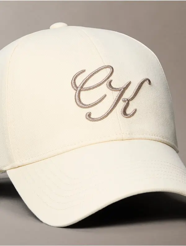 Calvin Klein Lurex Script Logo Cap - Bone White