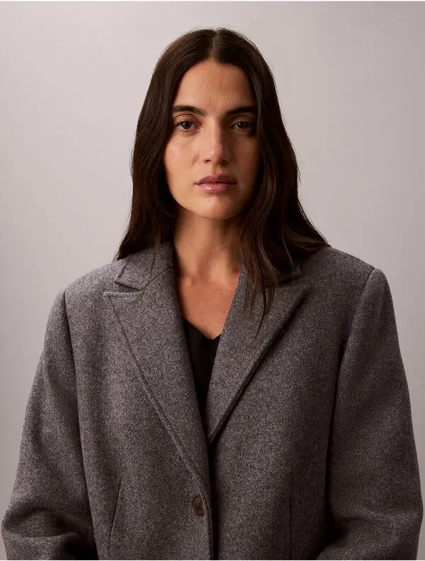 Calvin Klein Tailored Single Breasted Wool Blend Coat