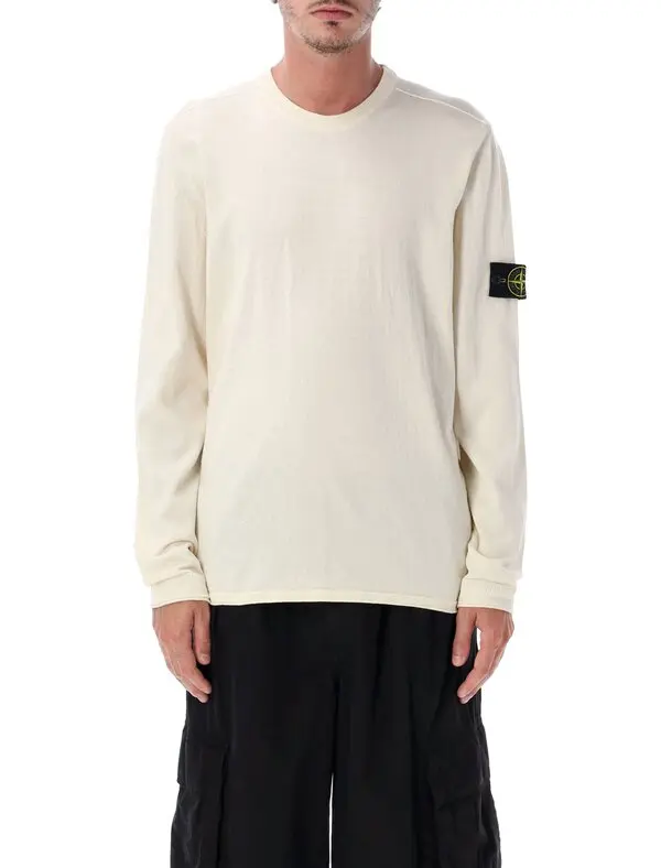 Stone Island Light Raw Hand Organic Cotton Pullover - Bianco