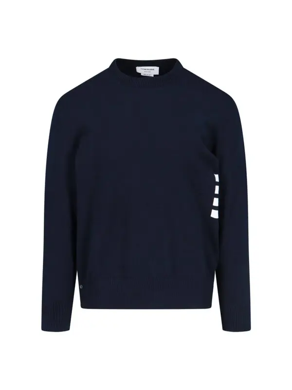 Thom Browne Wool Crewneck Sweater With Side Stripe Detail