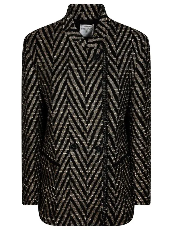 FORTE_FORTE Chevron Jacquard Oversized Jacket