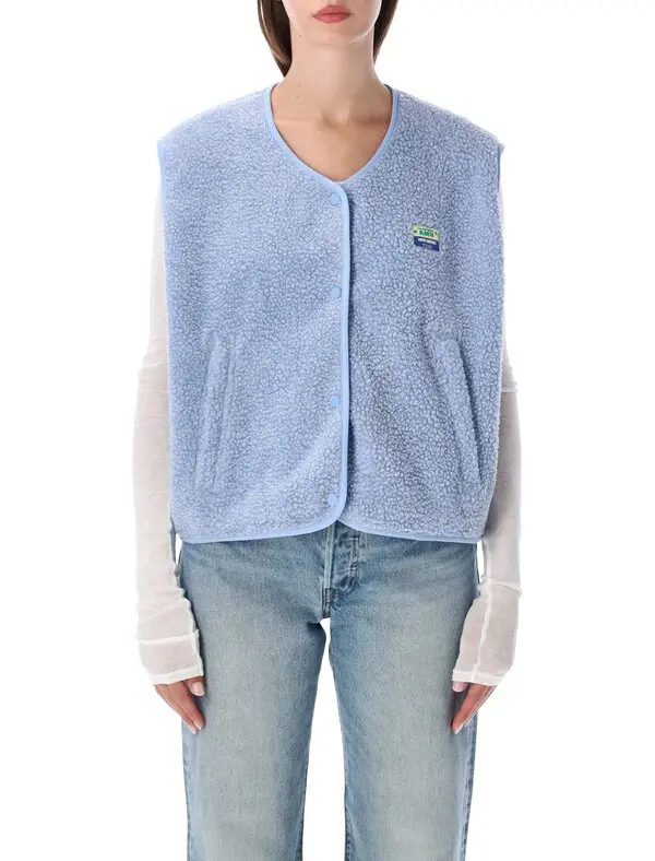 American Vintage Fleece Button-front Vest - Blu