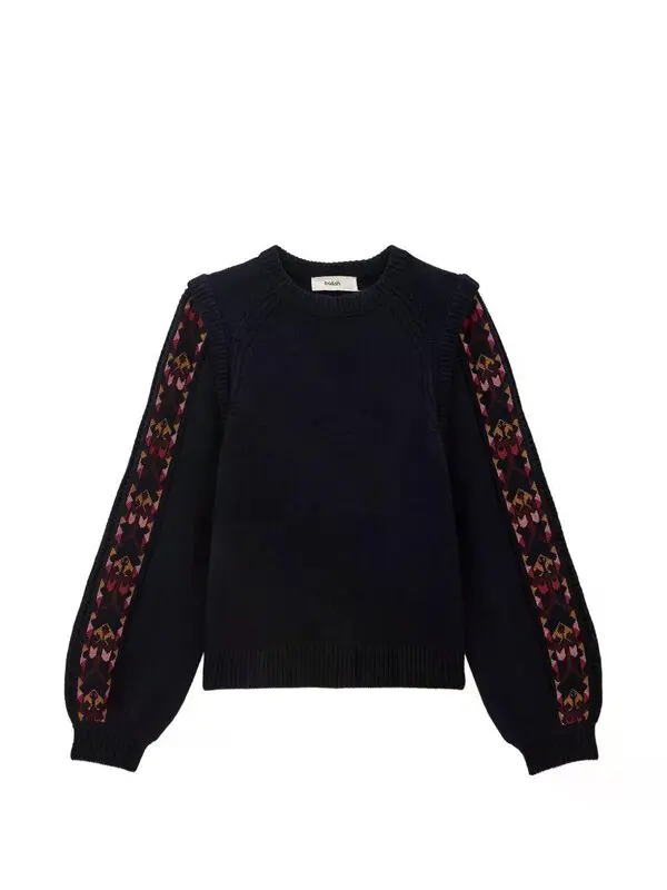 Ba&sh Elda Embroidered Ruffle-trim Sweater