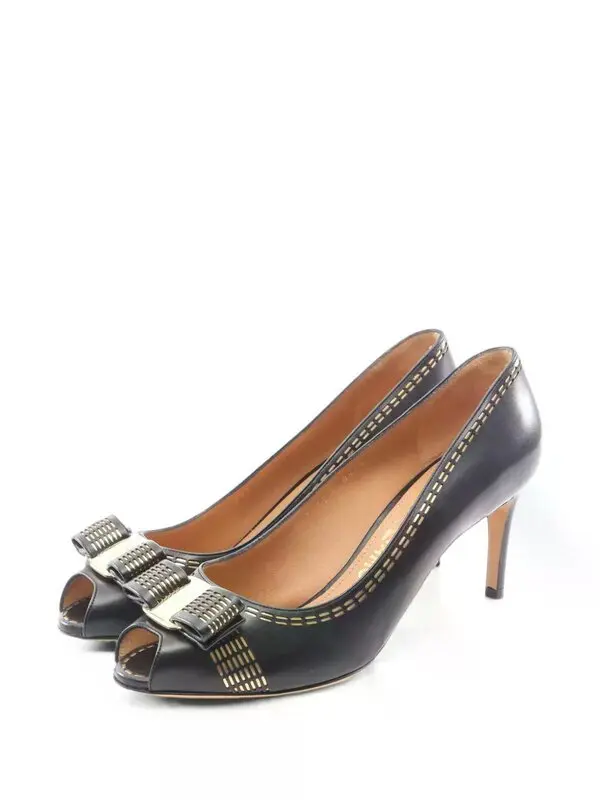 FERRAGAMO 2010s Vara Open-toe Pumps - Black