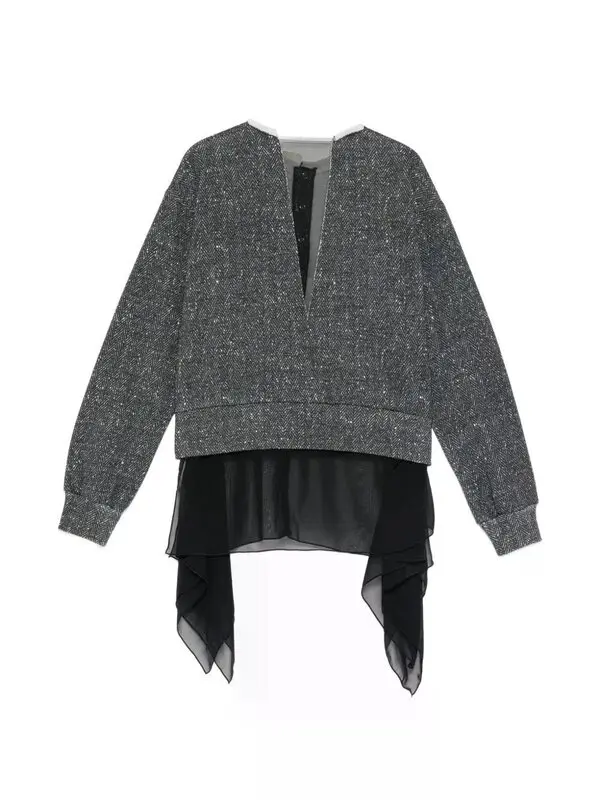 Undercover Herringbone-pattern Layered Cardigan
