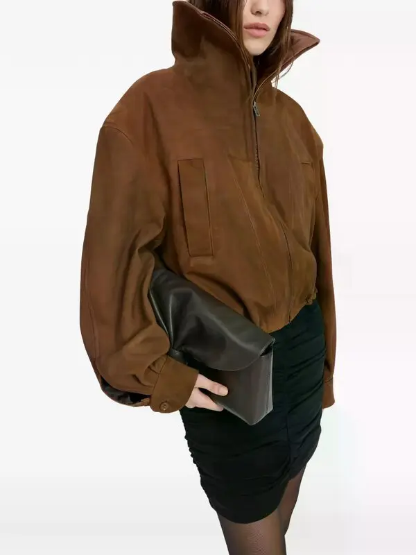 ROTATE BY BIRGER CHRISTENSEN Suede Bomber Jacket - Brown