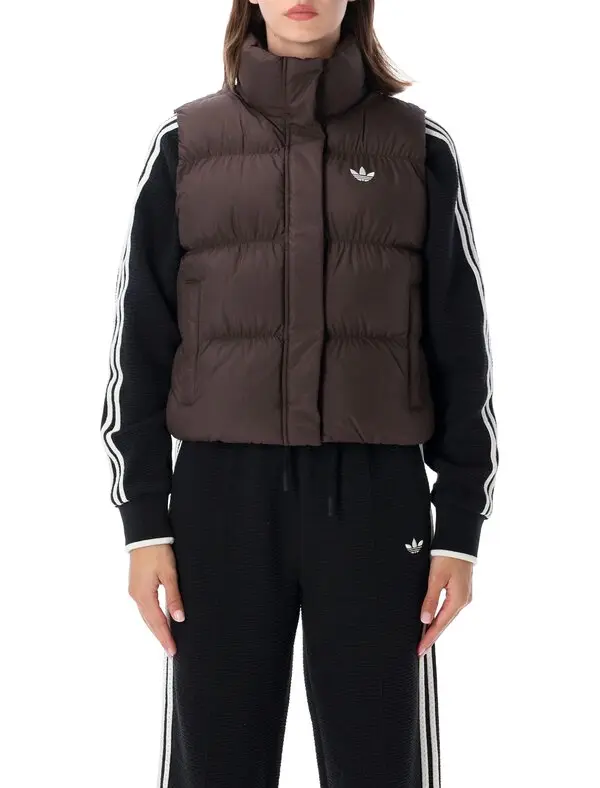 ADIDAS ORIGINALS Padded Regular-fit High-neck Zip Vest - Marrone