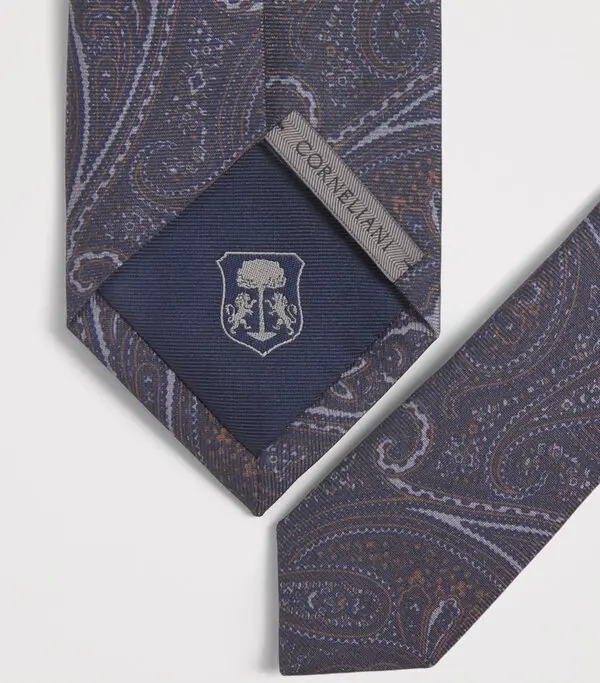 Corneliani Silk Necktie And Pocket Square Set - Grey