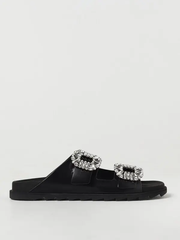ROGER VIVIER Slidy Leather Sandal - Black