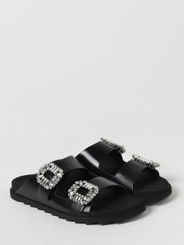 ROGER VIVIER Slidy Leather Sandal - Black