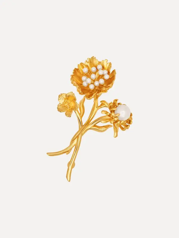 Oscar De La Renta Pearl Bouquet Brooch