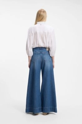BOSS Wide-leg High-rise Jeans In Vintage-wash Denim