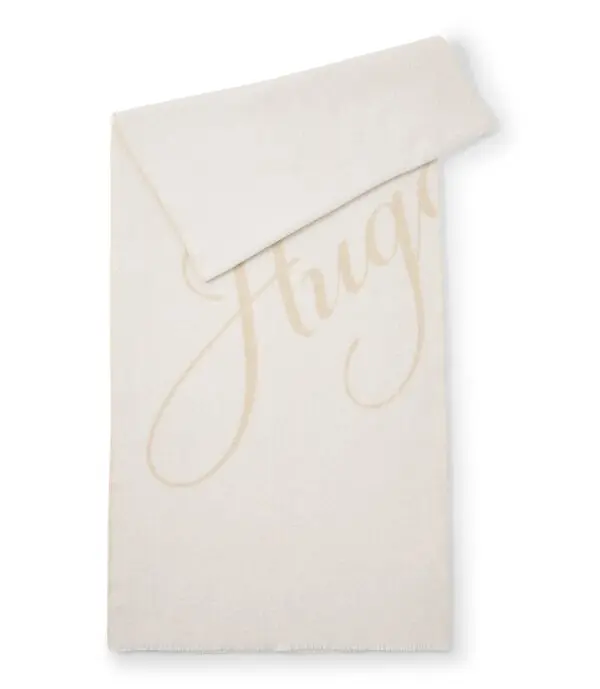 Hugo Wool-blend Scarf With Logo Jacquard - White