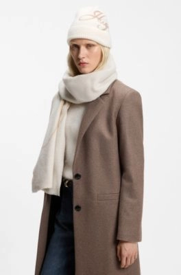 Hugo Wool-blend Scarf With Logo Jacquard