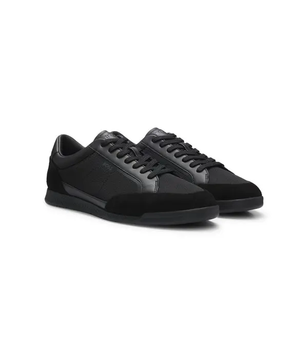 BOSS Mixed-material Sneakers With Stitched Detailing