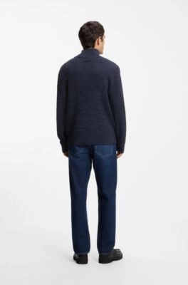 Hugo Relaxed-fit Zipper-neck Sweater With Mouliné Texture