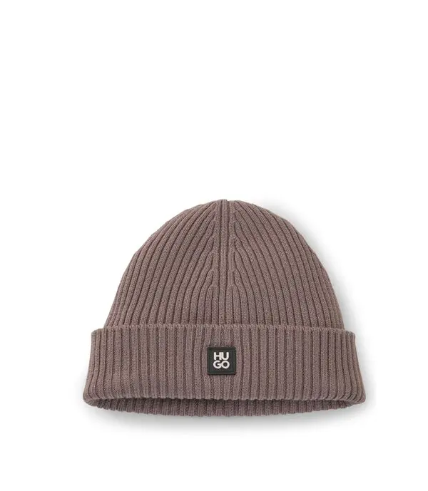 Hugo Virgin-wool Beanie With Stacked Logo