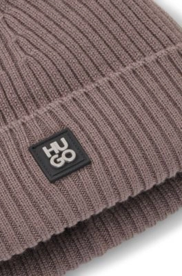 Hugo Virgin-wool Beanie With Stacked Logo