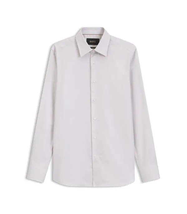 BOSS Slim-fit Shirt In Wrinkle-resistant Cotton - Light Beige